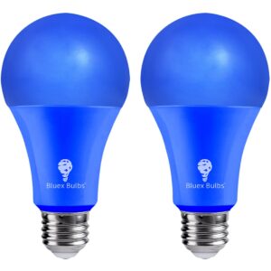 2 pack bluex led a21 blue light bulbs - 15w (120watt equivalent) - e26 base blue led blue bulb, party decoration, porch, home lighting, holiday lighting, decorative illumination blue led bulb