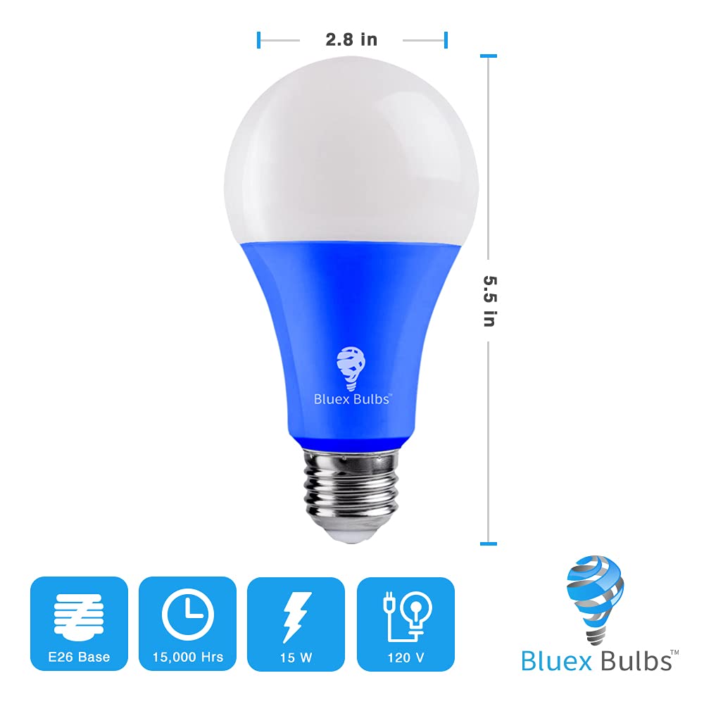 2 Pack BlueX LED A21 Blue Light Bulbs - 15W (120Watt Equivalent) - E26 Base Blue LED Blue Bulb, Party Decoration, Porch, Home Lighting, Holiday Lighting, Decorative Illumination Blue LED Bulb