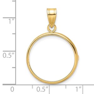 Roy Rose Jewelry Gold Coin Bezel Pendant Mounting - 13mm 14mm 15mm Coin Size - Polished Rim Design - 14K Yellow Gold - Prong Set with Bail