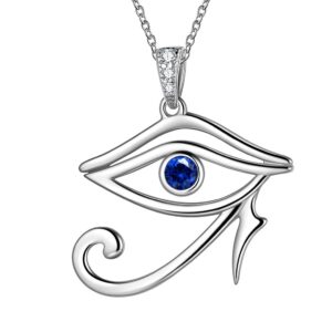 ancient egyptian eye of horus necklace blue horus eye of ra pendant necklace for women 925 sterling silver third eye symbol of protection necklace royal power amulet jewelry gifts for christmas fp11w