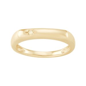 welry star band ring with diamond in 10k yellow gold, size 8, size 8