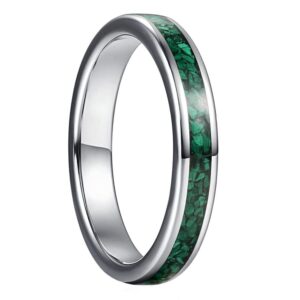 corato womens 4mm silver tungsten wedding rings with malachite fragments inlaid promise ring for couples size 6