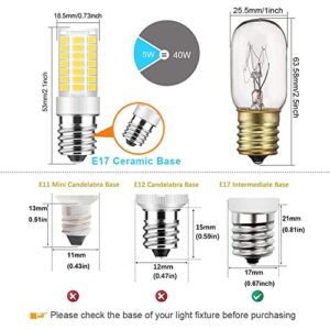 E17 LED Bulb Dimmable, 5W Microwave Oven Bulb, Daylight White 6000K, 40W Halogen Bulb Replacement for Microwave, Over Stove Appliance, Range Hood, Refrigerator, E17 Intermediate Base (2 Pack)