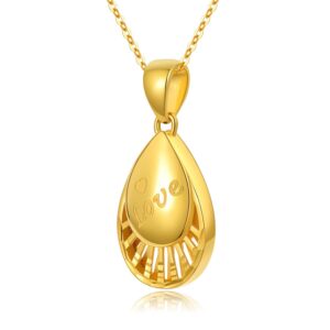 sisgem 18k yellow gold shiny love necklace for women, 5mm thick gold love teardrop shape pendant jewelry anniversary mother's day gift for wife, mom 18inch