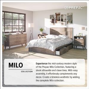 Prepac Milo 2-drawer Tall Nightstand with Open Shelf, Drifted Gray and White