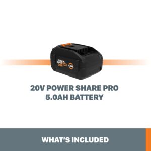 WORX WA3012 20V Power Share PRO 4.0Ah Lithium-Ion High-Capacity Battery, Black and Orange