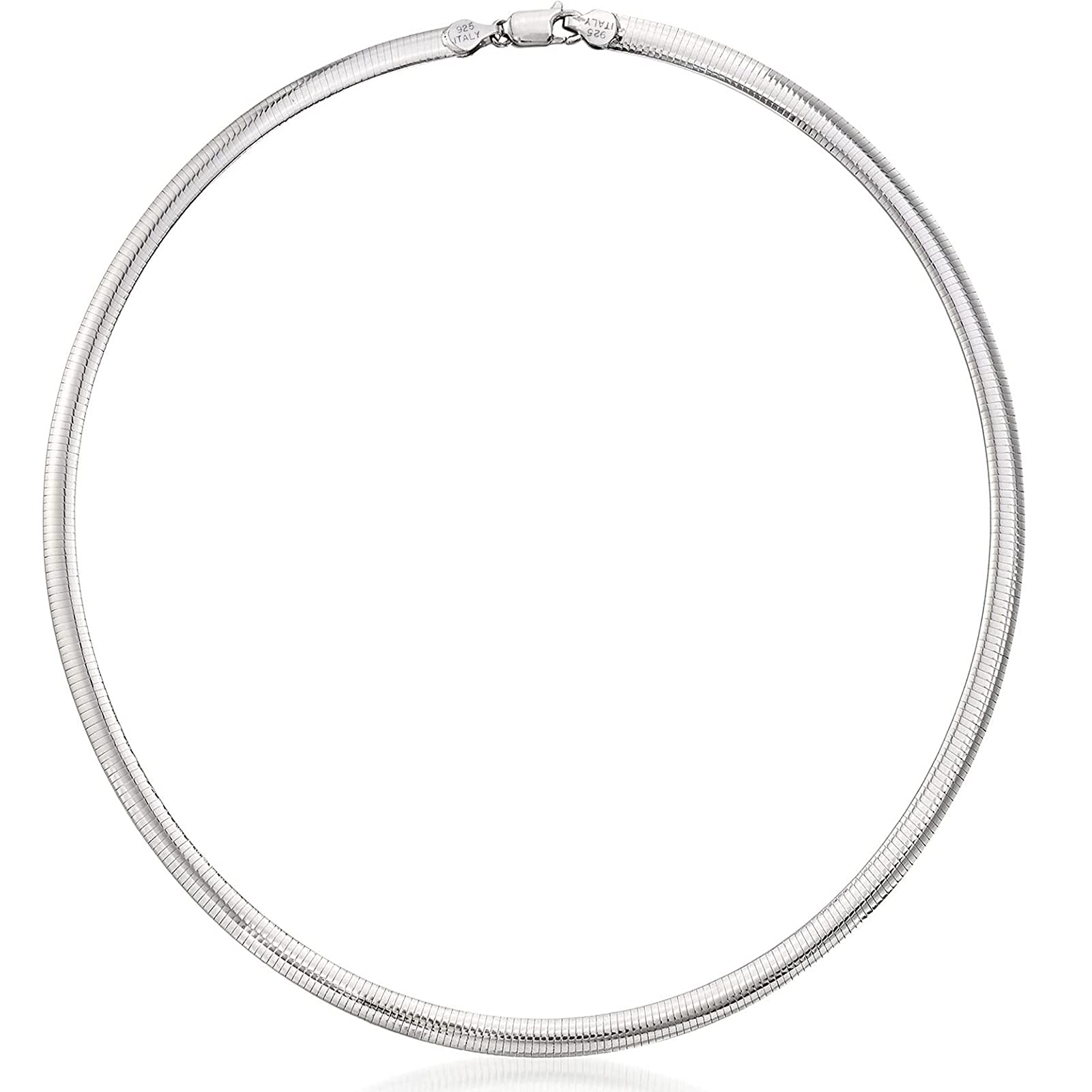 Savlano 925 Sterling Silver 6MM Italian Solid Flat Omega Chain Necklace for Women - Made in Italy Comes With a Gift Box (16)