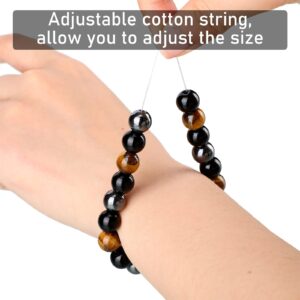 Hicarer 4 Pieces Bracelet Tiger Eye Beads Bracelet Lava Stone Essential Oil Diffuser Bracelets Stress Relief and Anxiety Bracelet, Healing Crystal Yoga Bracelet for Men Women(Basic Style)