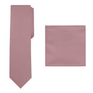 jacob alexander solid color men's slim tie and hanky set - dusty rose