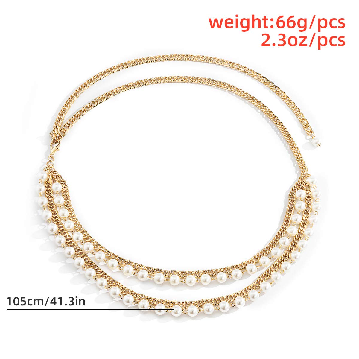 Xerling Layering Pearl Waist Chain Bohemian Multilayered Belly Chain for Women Girls Simulated Imitation Pearl Body Chain