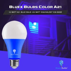 2 Pack BlueX LED A21 Blue Light Bulbs - 15W (120Watt Equivalent) - E26 Base Blue LED Blue Bulb, Party Decoration, Porch, Home Lighting, Holiday Lighting, Decorative Illumination Blue LED Bulb