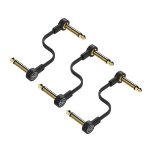 rock stock guitar pedal patch cables - 4 inch s-shape right angle pedal board cable to maximize space - durable & low noise gold plated connectors