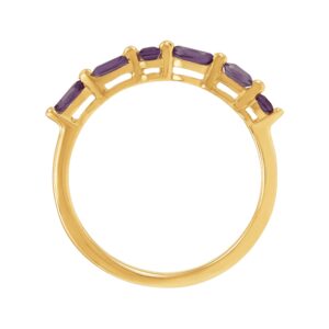 Welry Natural Geometric Amethyst Band Ring in 10K Yellow Gold, Size 9