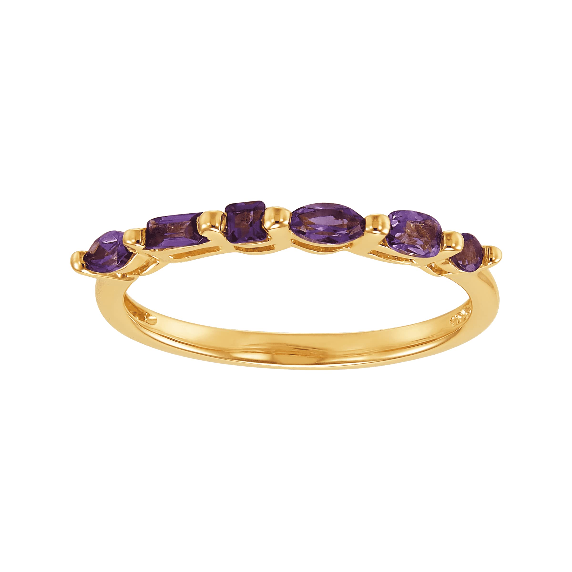 Welry Natural Geometric Amethyst Band Ring in 10K Yellow Gold, Size 9