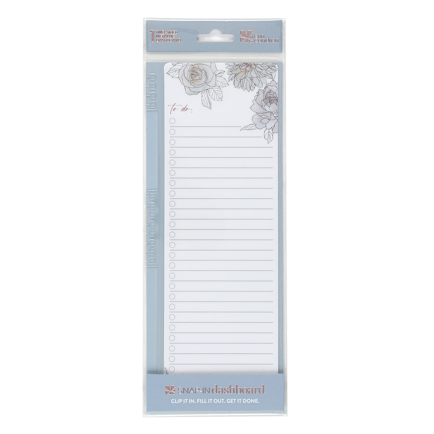 Snap-in to-Do List Dashboard in Flora, Double-Sided, Wet-Erase Dashboard You can Snap Into Your Coiled Planner or Binder, Tackle to-Dos and Track Tasks in Style by Erin Condren