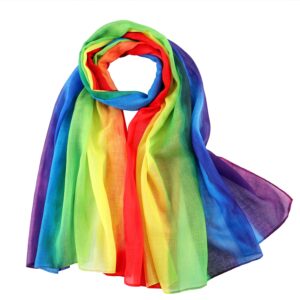 blueskydeer womens shawl lightweight rainbow colors fashion scarves sunscreen, multicolor, large