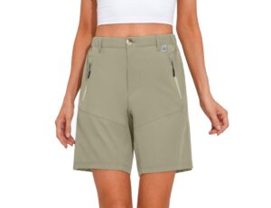 mapamyumco women’s hiking shorts quick dry stretch for golf outdoor camping travel, zipper pockets khaki s