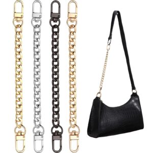 willbond 4 pcs purse chain strap purse strap extender diy flat chain strap handle bag accessories charms decoration for purse handbags shoulder bag (vintage black, silver, gold, light gold, 7.9 inch)