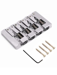 bogart 4 string bass bridge a style top load and string through body tailpiece with zinc saddles for electric jazz bass p bass chrome high mass.