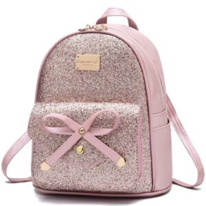 i ihayner women cute glitter sequin mini backpack for women small bowknot leather purse fashion backpack purse for women