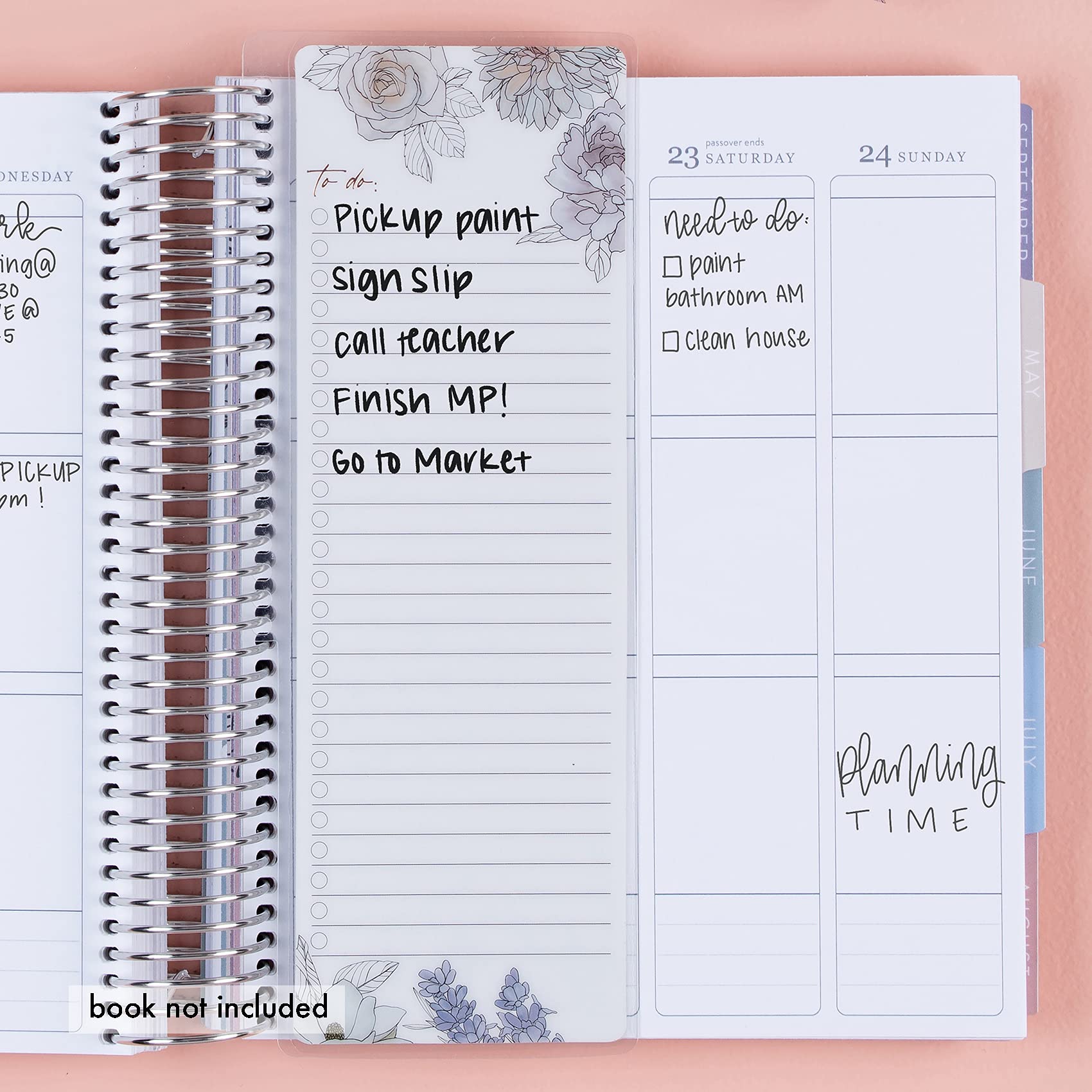 Snap-in to-Do List Dashboard in Flora, Double-Sided, Wet-Erase Dashboard You can Snap Into Your Coiled Planner or Binder, Tackle to-Dos and Track Tasks in Style by Erin Condren