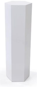 displays2go hexagon retail riser, laminate, 42-inch tall - white (smhexpd42wht)