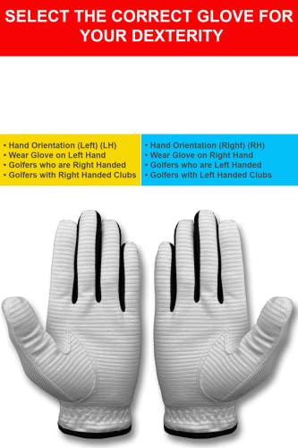 CaddyDaddy Claw MAX Golf Gloves for Men | Flex-Mesh Design | Traditional Fit Feels Like Leather | Lasts 3-5 Times Longer Than Leather | Silicone-Web Coating for Maximum Grip | Washable | LH-XL