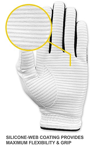 CaddyDaddy Claw MAX Golf Gloves for Men | Flex-Mesh Design | Traditional Fit Feels Like Leather | Lasts 3-5 Times Longer Than Leather | Silicone-Web Coating for Maximum Grip | Washable | LH-XL