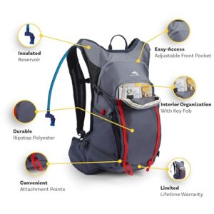 High Sierra Hydrahike 2.0 Hydration Backpack with 2L Reservoir, for Hiking, Biking, Camping, Traveling, Silver, 16L