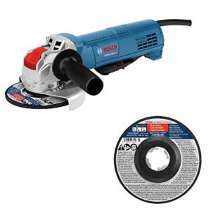 bosch gwx10-45pe 4-1/2 in. x-lock ergonomic angle grinder with paddle switch with cwx27m450 4-1/2 in. x .098 in. x-lock arbor type 27a (iso 42) 30 grit metal cutting and grinding abrasive wheel