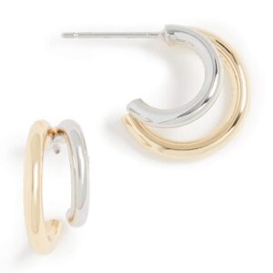 SHASHI Women's Gemini Hoops, Gold/Silver, One Size