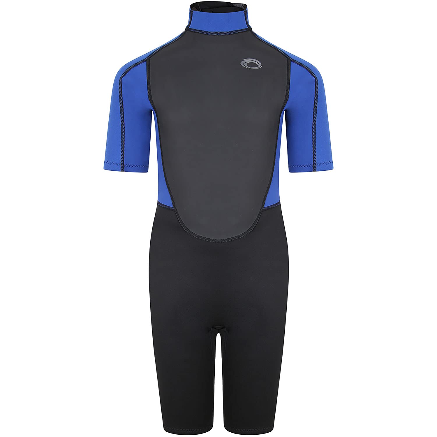 Typhoon Junior Storm3 3/2mm Back Zip Shorty Wetsuit - Black Nite Blue - Easy Stretch - Flatlock Seam Construction