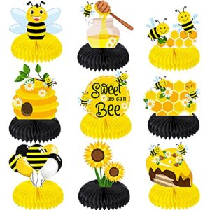 9 pieces bee baby centerpiece bumble honeycomb centerpieces honeycomb table centerpieces for bee day themed decorations bee baby shower decorations baby shower birthday party supplies