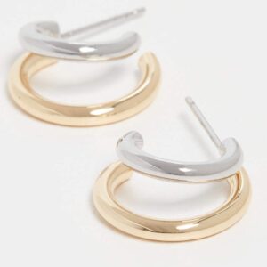 SHASHI Women's Gemini Hoops, Gold/Silver, One Size