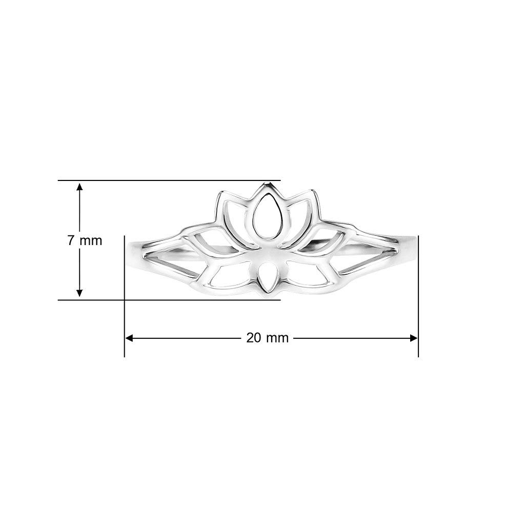 SILVERLINE JEWELRY - 925 Sterling Silver Lotus Flower Yoga Fashion High Polished Band Ring, Size 5