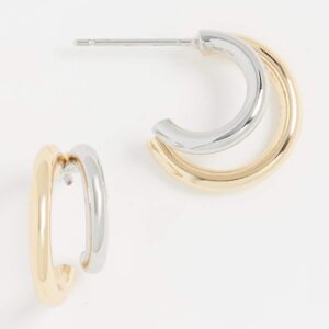 SHASHI Women's Gemini Hoops, Gold/Silver, One Size