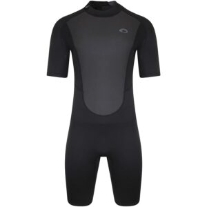 typhoon mens storm3 3/2mm back zip shorty wetsuit - black graphite - easy stretch - flatlock seam construction