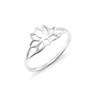 silverline jewelry - 925 sterling silver lotus flower yoga fashion high polished band ring, size 5