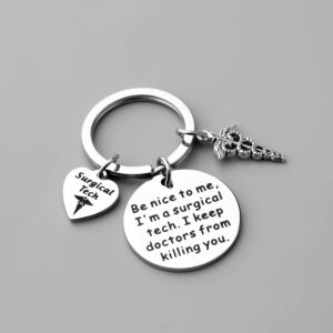 BAUNA Surgical Tech Keychain Surgical Technologist Gift I Keep Doctors From Killing You Jewelry for Surgical Nurse Doctor (Surgical Tech Keychain)