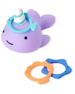 skip hop baby bath toy, zoo narwhal ring toss