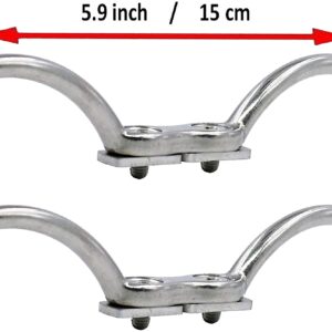 Pmsanzay Stainless Steel Cord Cleat, 6" Rope Cleat Anchor Cleat, 2 Pcs per Pack,with Quick Release Track Rail Adapter Hardware for Kayak Boat Track Mount - Easy to Install - No Drilling