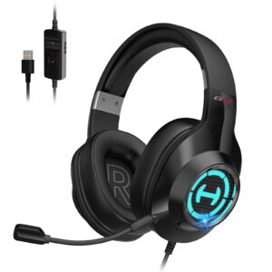 HECATE by Edifier G2 II Gaming Headset, USB Wired Gaming Headphones with Mic, Headset for PC/ PS4/PS5/Mac/LED RGB Lighting with 7.1 Surround Sound, 50mm Drivers -Black