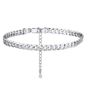 prosilver sterling silver cuban link anklets for women womens foot chain anklet ankle braclet