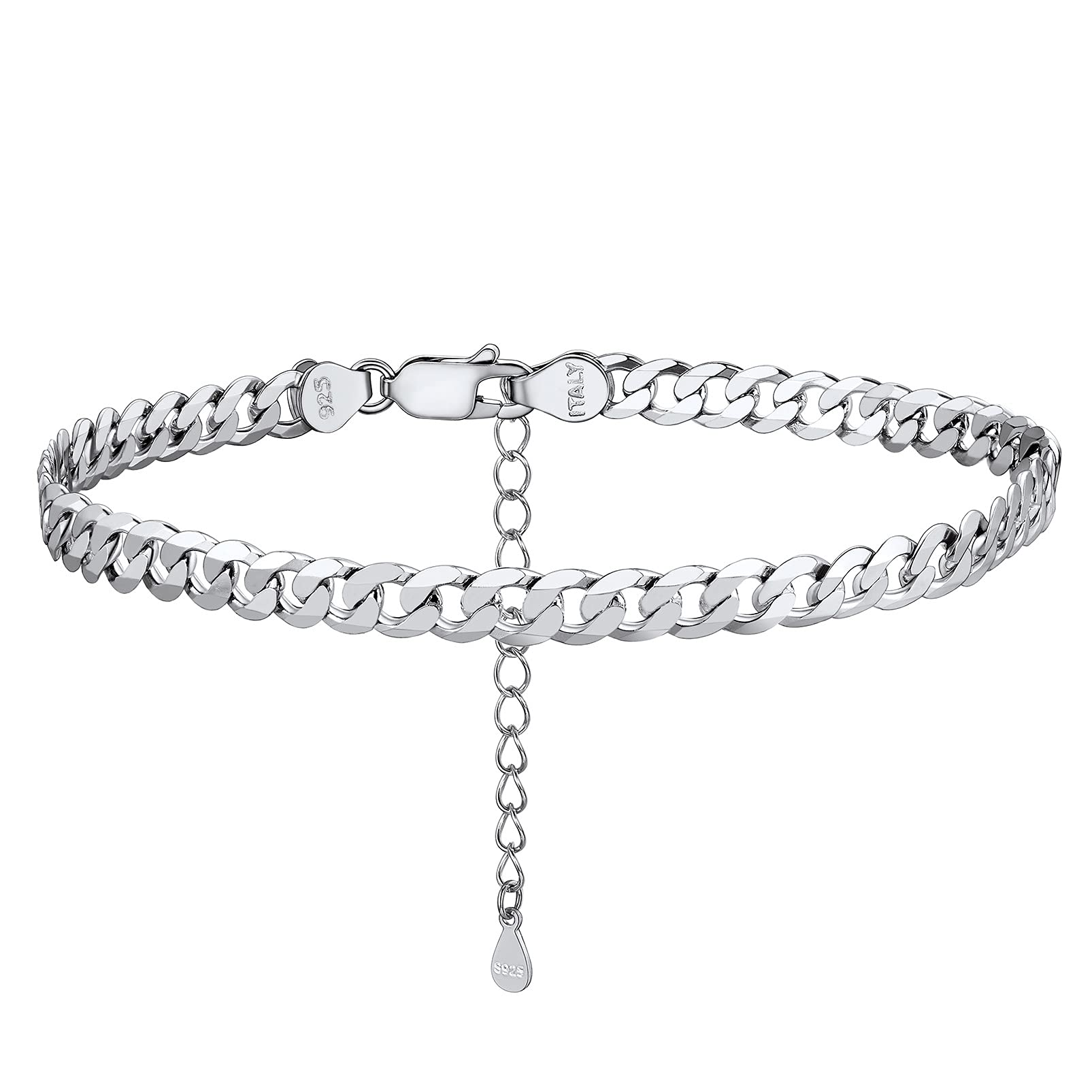 PROSILVER Sterling Silver Cuban Link Anklets For Women Womens Foot Chain Anklet Ankle Braclet