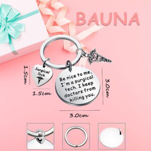 BAUNA Surgical Tech Keychain Surgical Technologist Gift I Keep Doctors From Killing You Jewelry for Surgical Nurse Doctor (Surgical Tech Keychain)