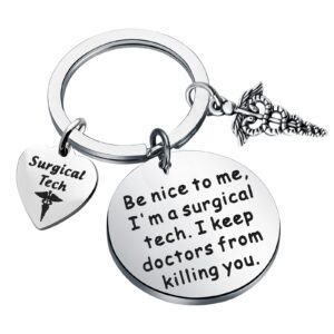 bauna surgical tech keychain surgical technologist gift i keep doctors from killing you jewelry for surgical nurse doctor (surgical tech keychain)