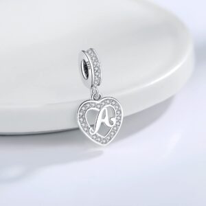 925 Sterling Silver Letter Charms A~Z Alphabet Charm Letter Beads fit Pandora European Bracelets fit Wife Daughter Mom Christmas Birthday Gift