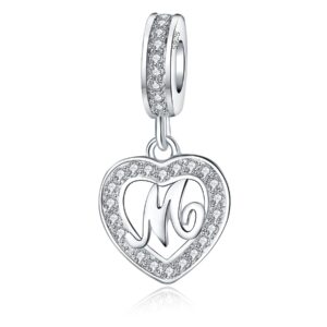 925 sterling silver letter charms a~z alphabet charm letter beads fit pandora european bracelets fit wife daughter mom christmas birthday gift