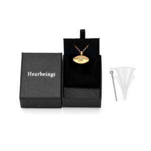 Hearbeingt Cremation Jewelry Urn Necklace for Ashes America Football/Basketball Keepsake Urn Pendant Memorial Ash Urn Jewelry for Women Men(Gold)