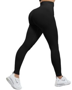 chrleisure 3 piece workout leggings sets for women, gym scrunch butt butt lifting seamless leggings (black, xl)